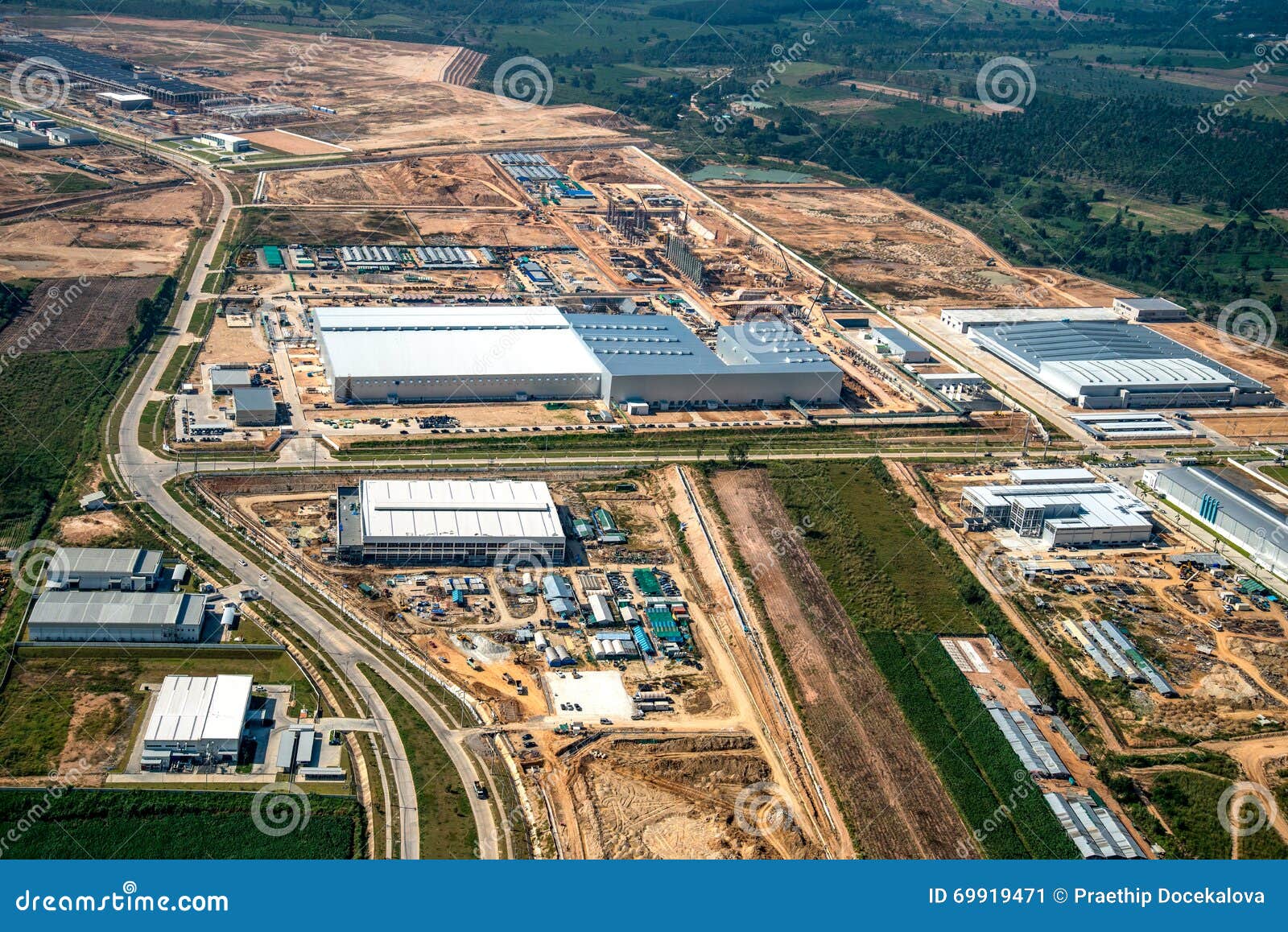 Industrial Estate Land Development Stock Image - Image of aerial ...