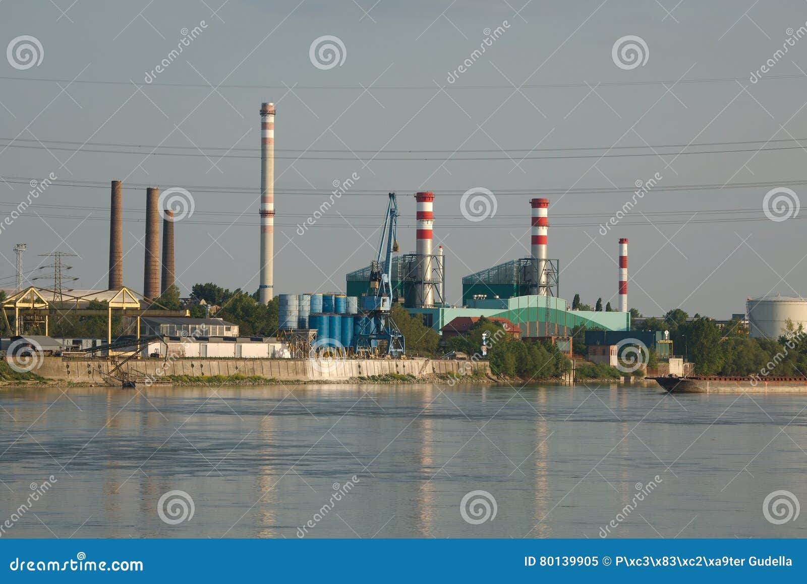 Industrial Facilities by the River Stock Image - Image of pipe ...