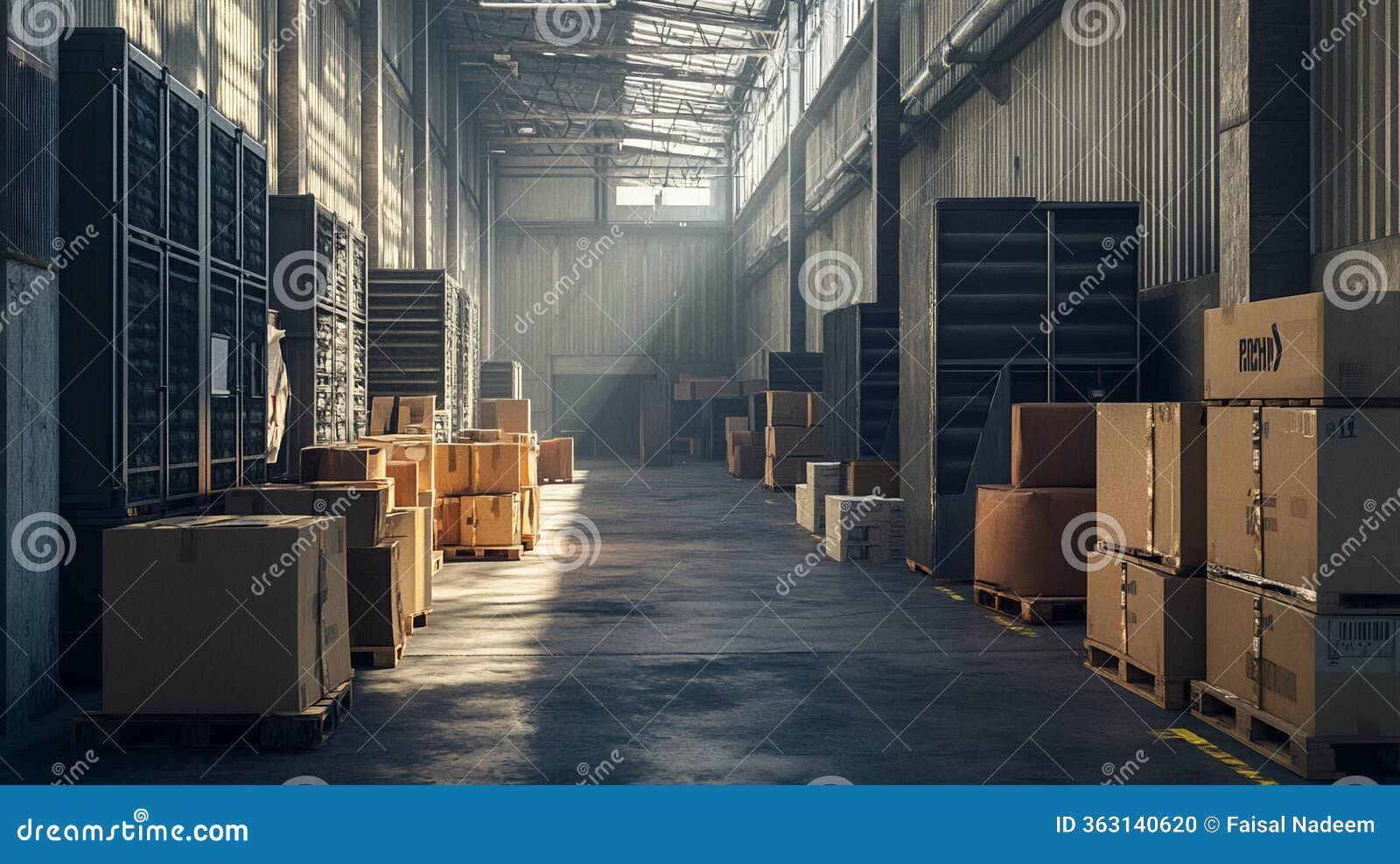 Industrial Facility with Cargo Loading, Freight Storage, and Cardboard ...