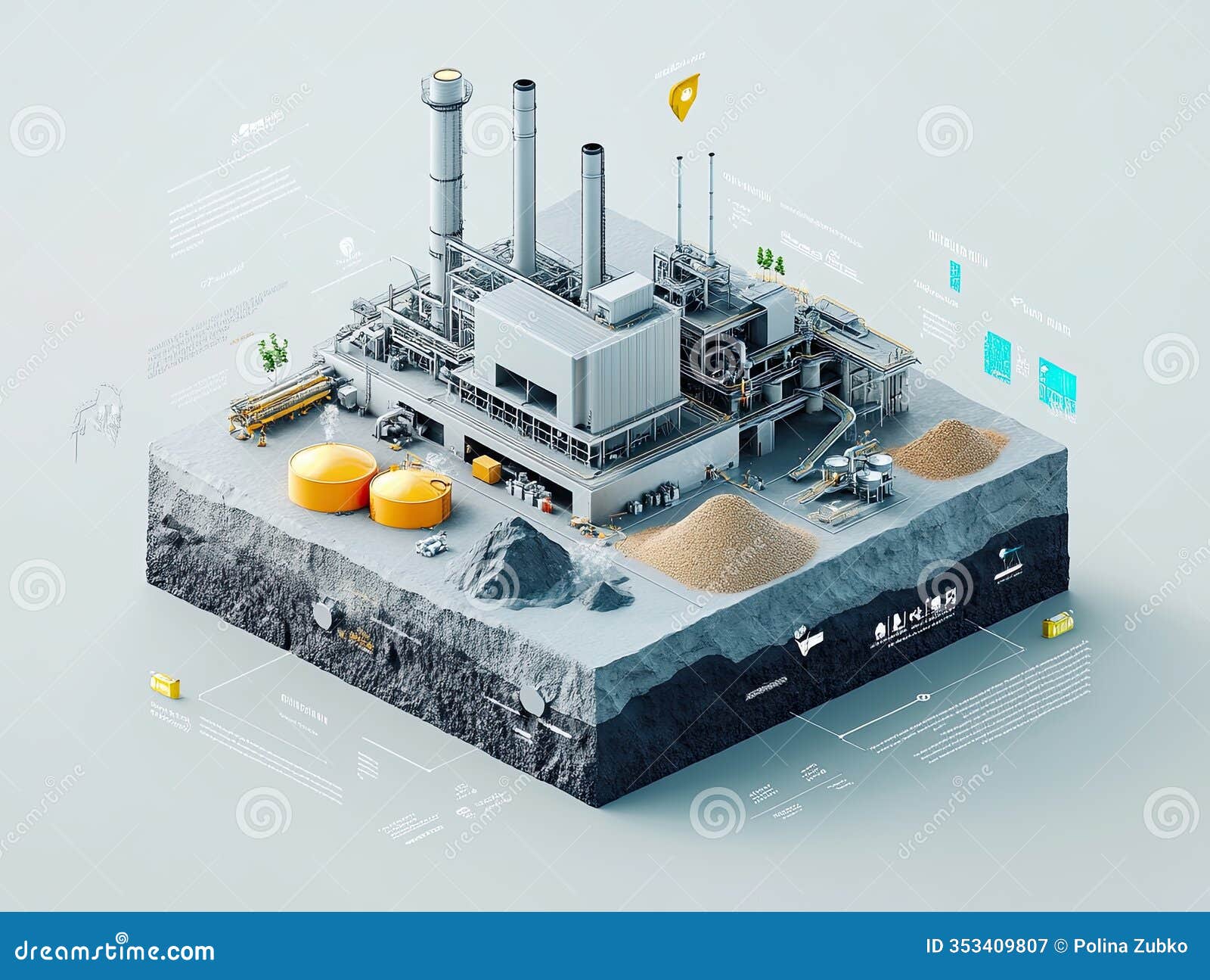 Industrial Facility Model Showcasing Energy Production Process and ...