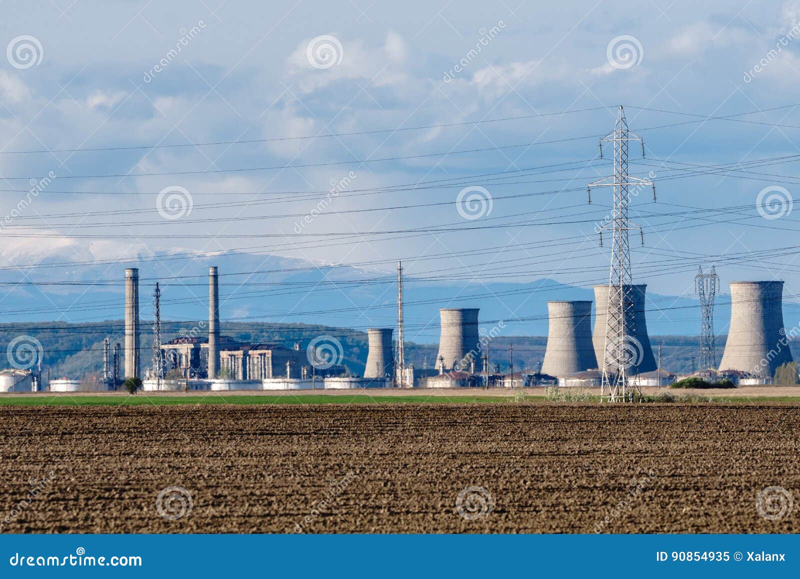 Industrial Facility Seen through Heat Wave Stock Image - Image of tower ...