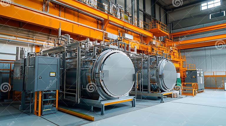 Industrial Facility with Advanced Machinery for Processing Materials in a Well-lit Warehouse ...