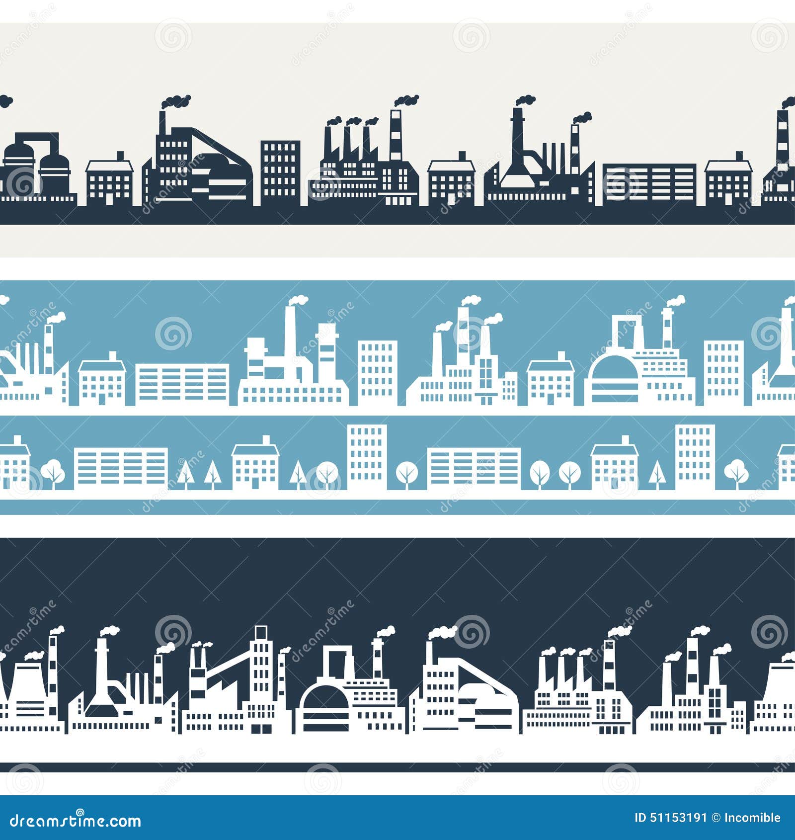 Industrial Factory Buildings Horizontal Banners Stock Vector ...