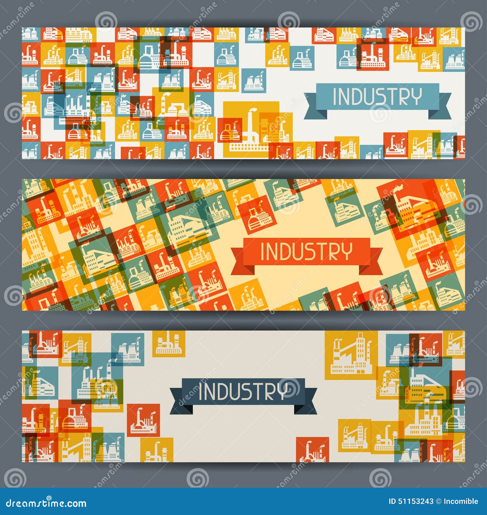 Industrial Factory Buildings Horizontal Banners Stock Vector ...