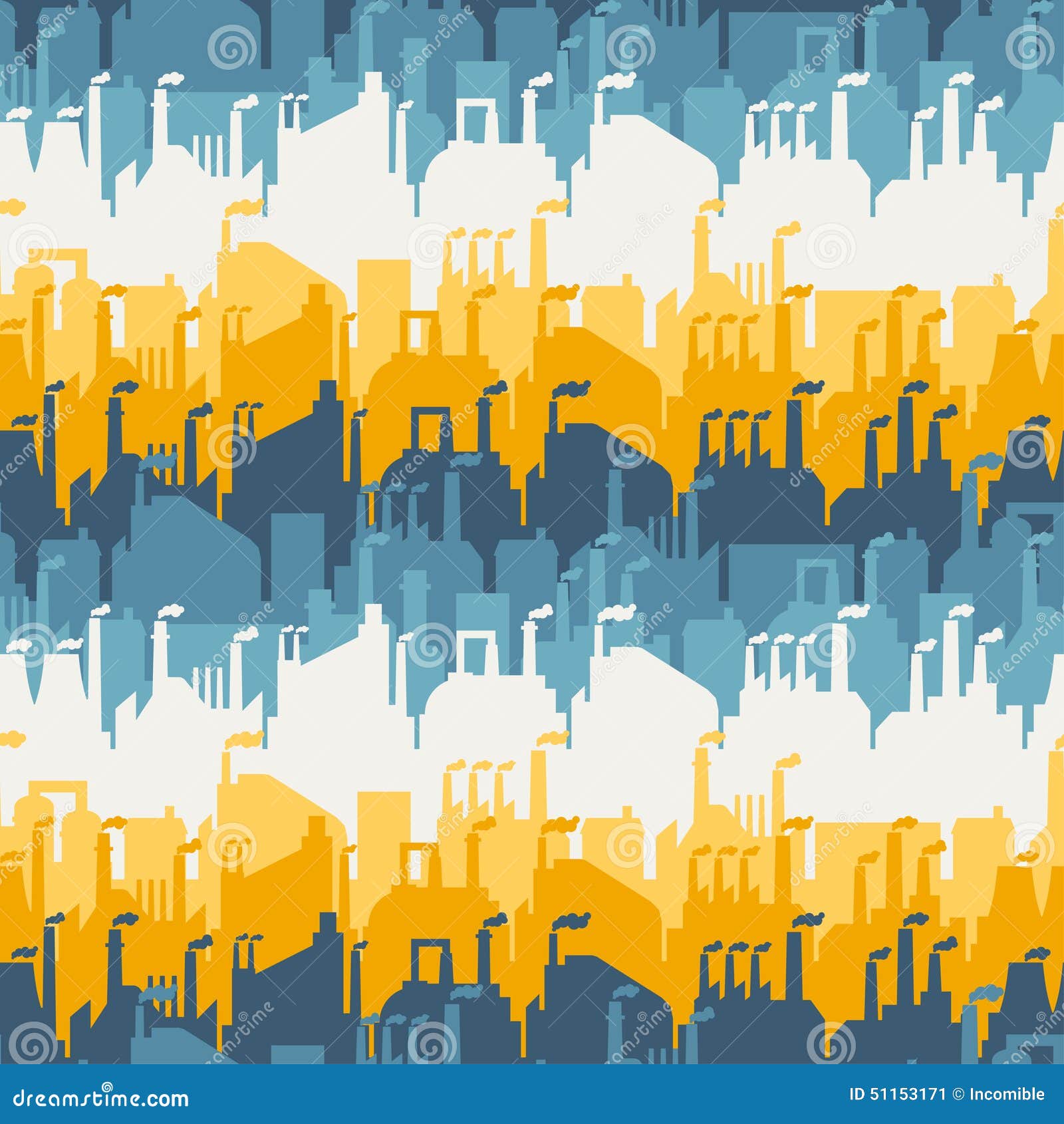 Industrial Factory Buildings Seamless Pattern Stock Vector ...