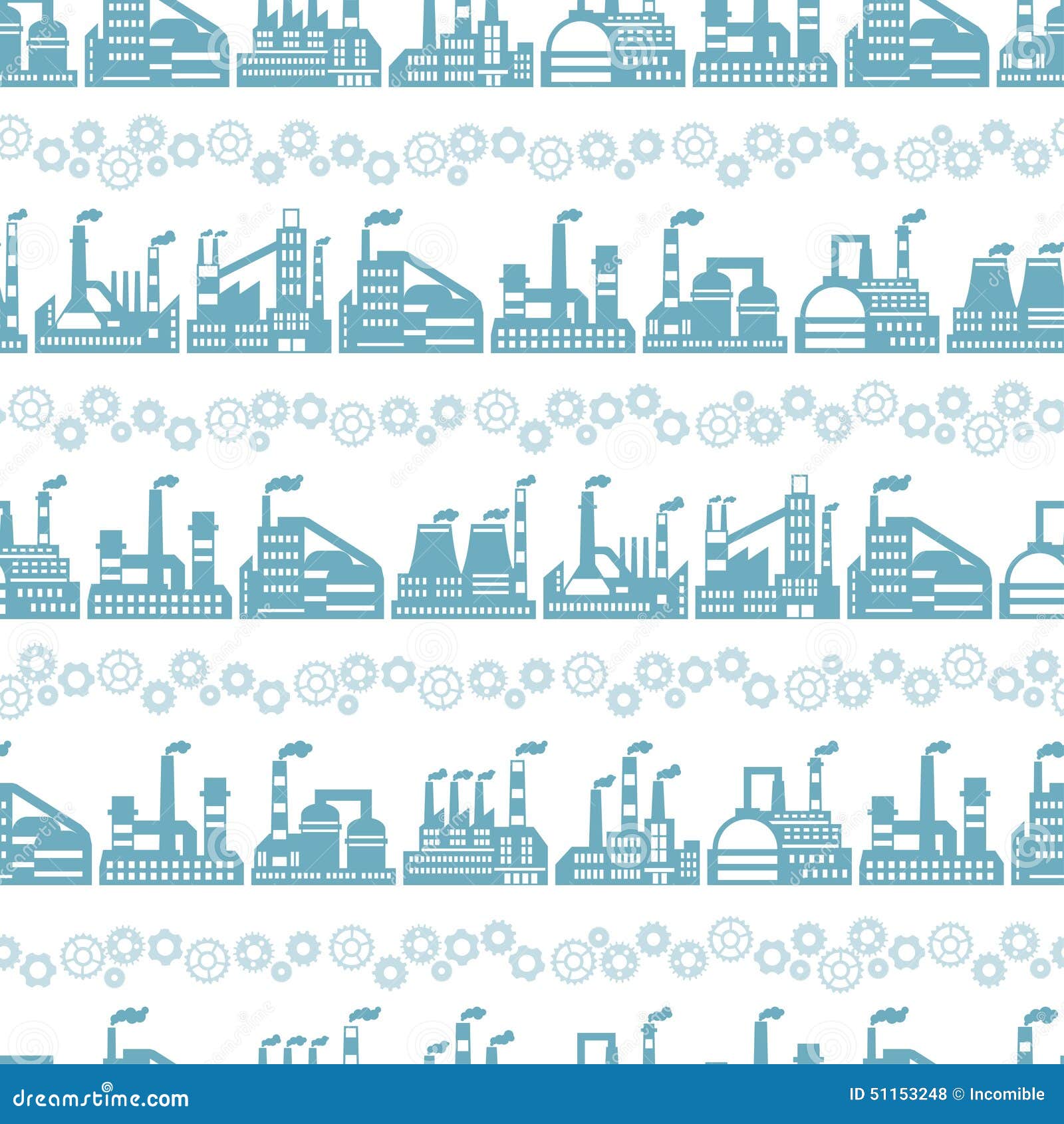 Industrial Factory Buildings Seamless Pattern Stock Vector ...