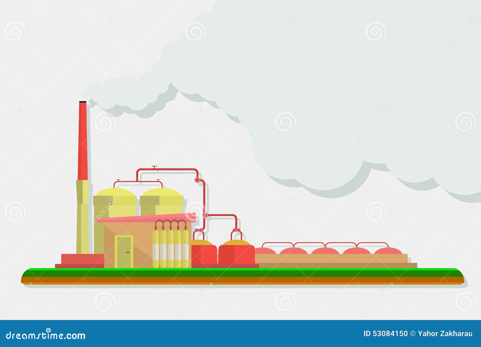 Industrial Factory Buildings Set in Flat Design Stock Vector ...