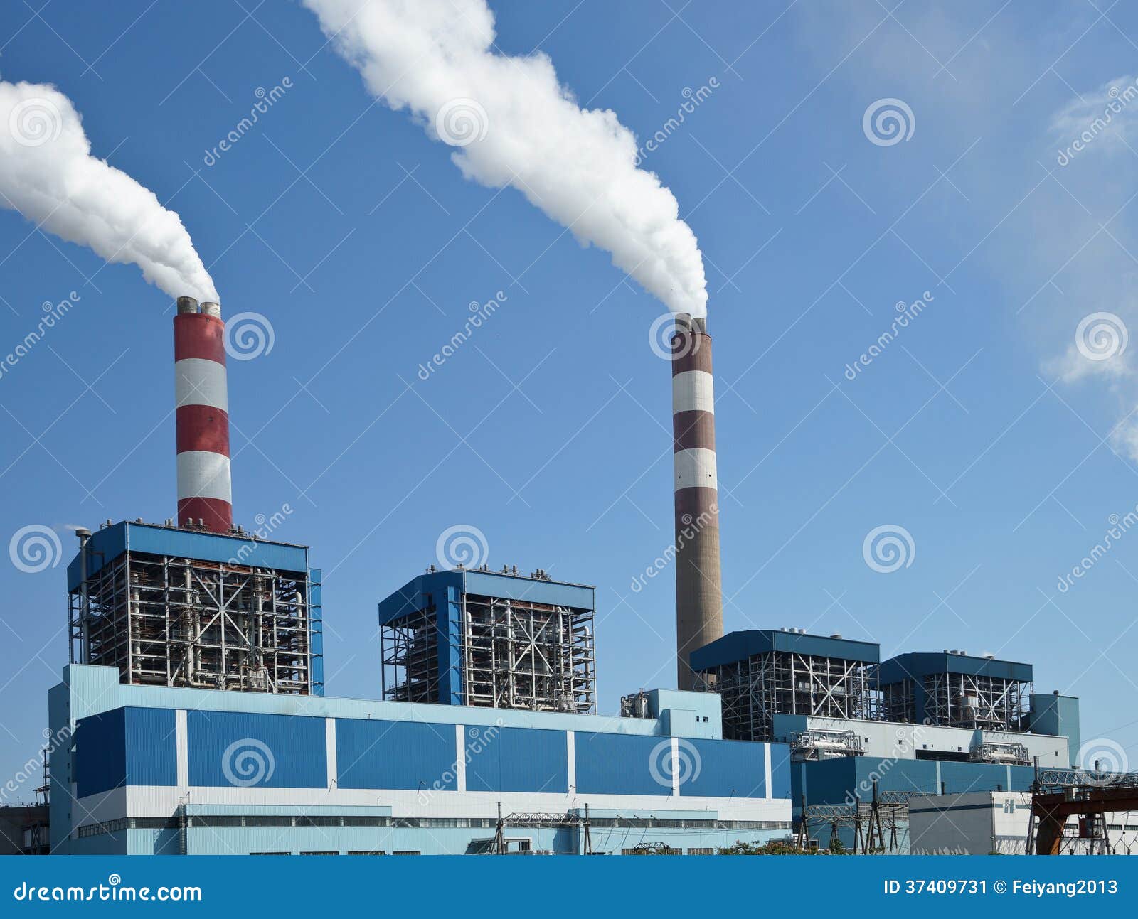 Industrial Factory with Chimneys Stock Image - Image of plant ...