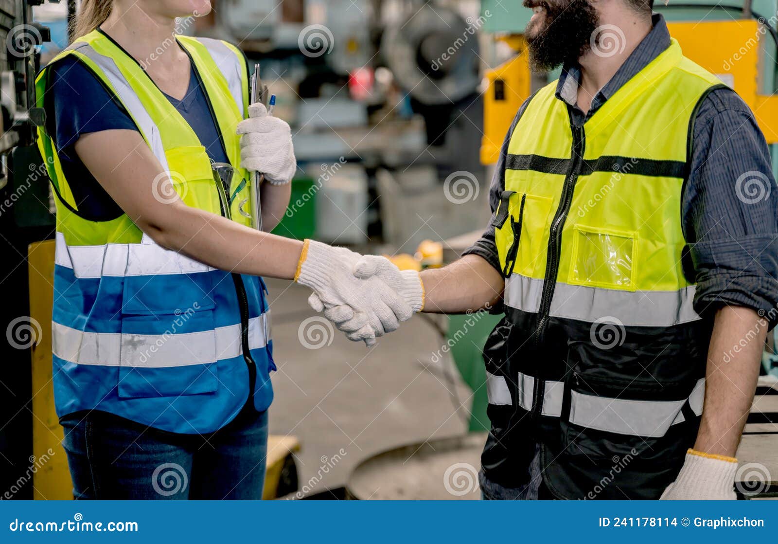 Industrial Factory Concept. Engineering Handshake with Technician and ...