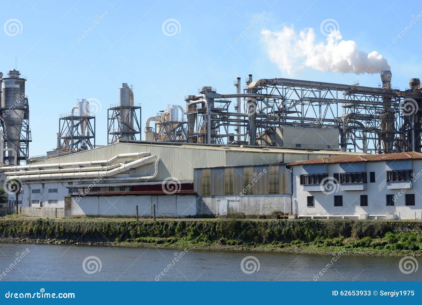 Industrial Factory Exterior Stock Image - Image of power, steam: 62653933