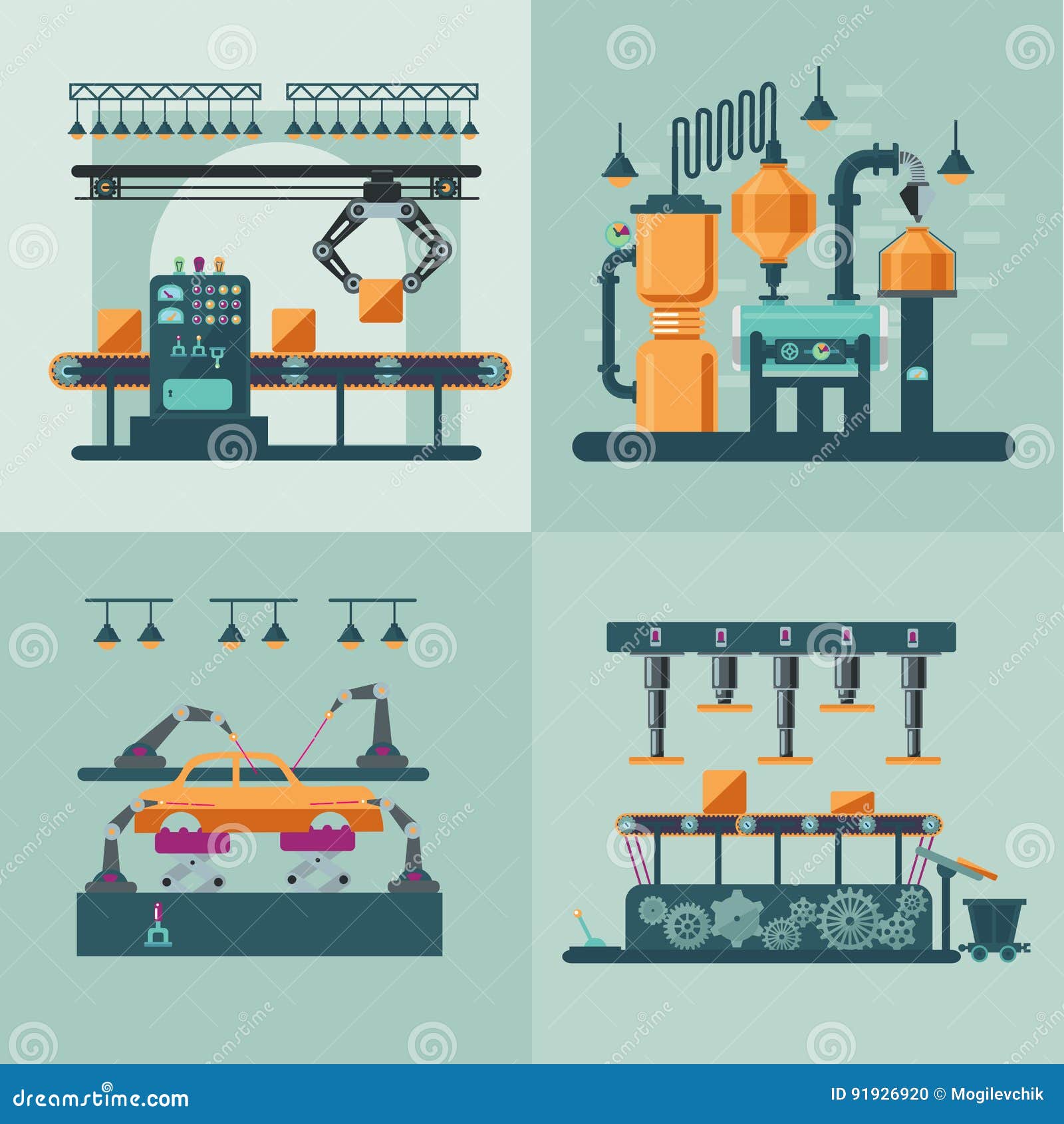 Industrial Factory Interior Square Concept Stock Vector - Illustration ...
