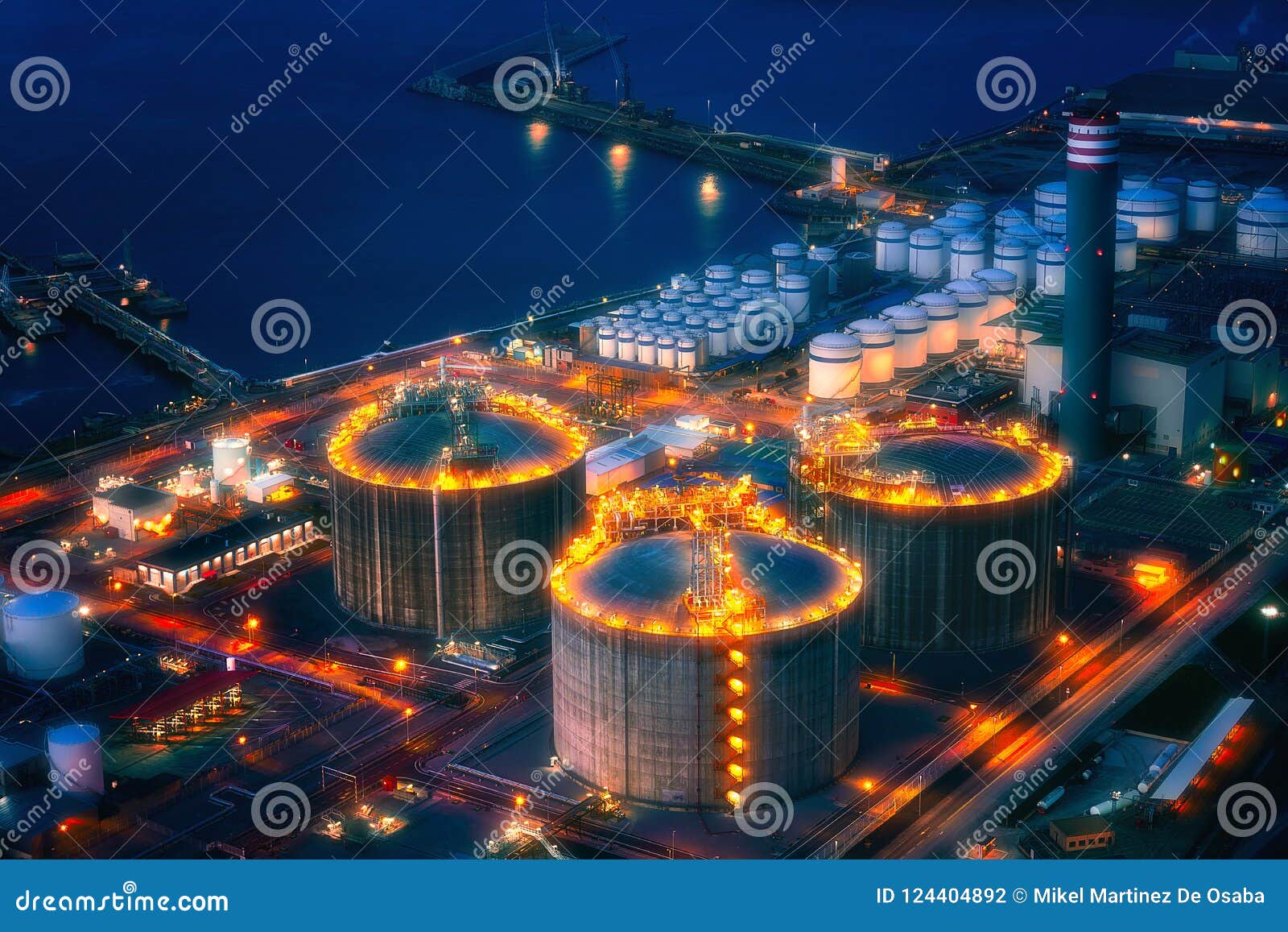 Industrial Factory at Night Stock Photo - Image of pipe, petrochemical ...