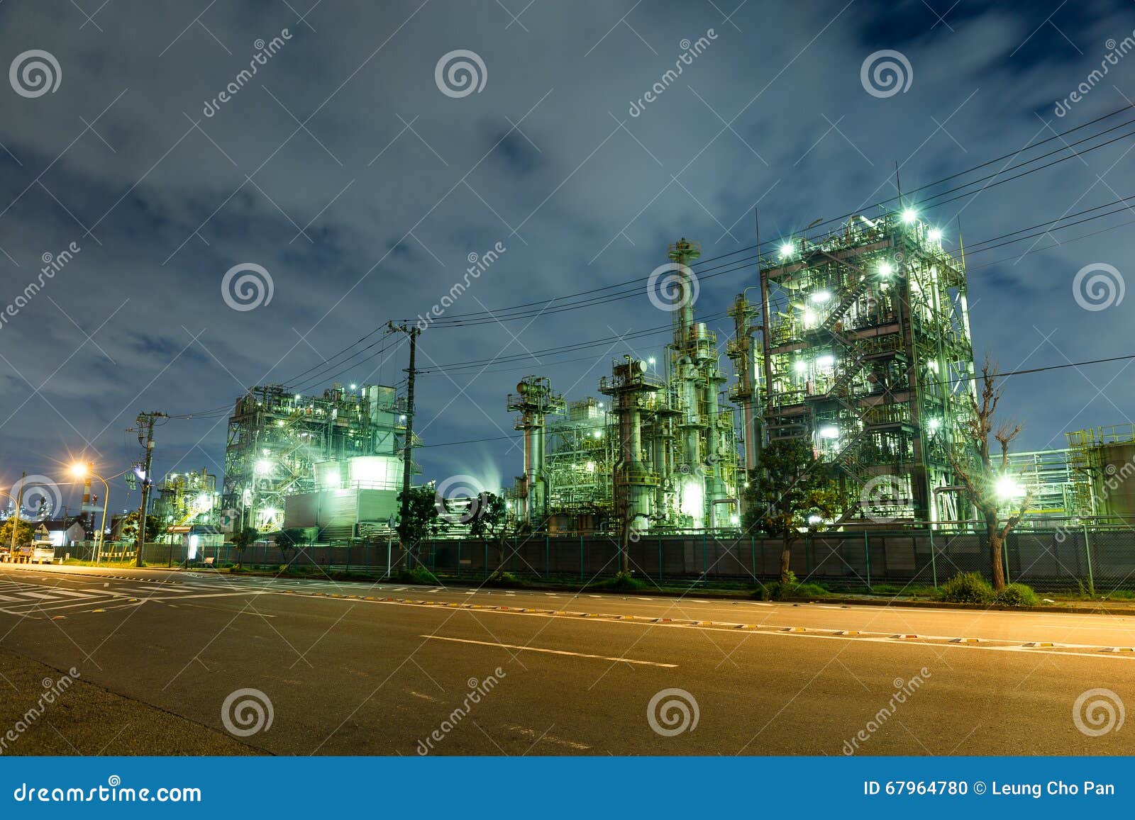 Industrial Factory at Night Stock Photo - Image of petrochemical ...