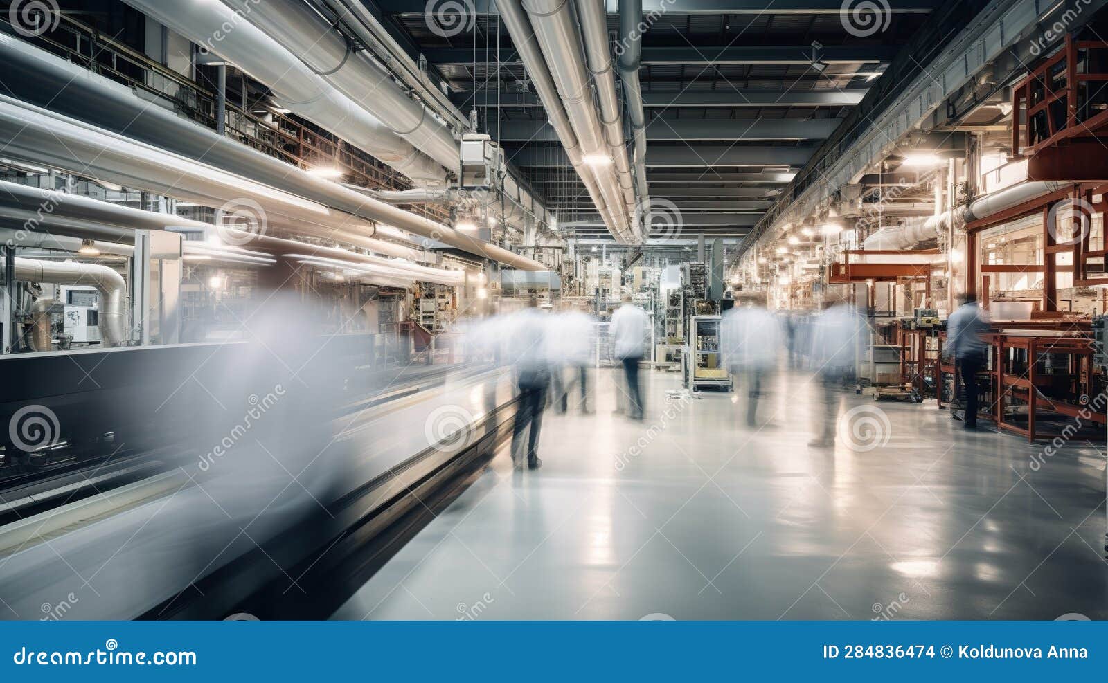 Industrial Factory with People Motion Blur View , Concept of ...