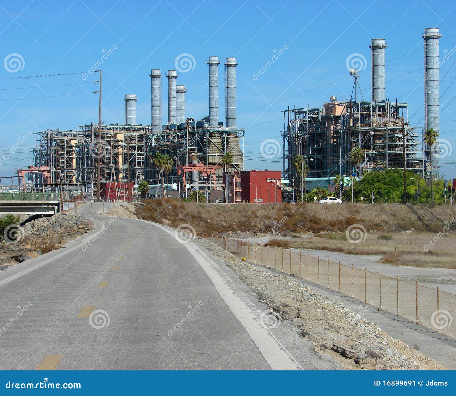 Industrial Factory with Smokestacks Stock Image - Image of green, tubes ...