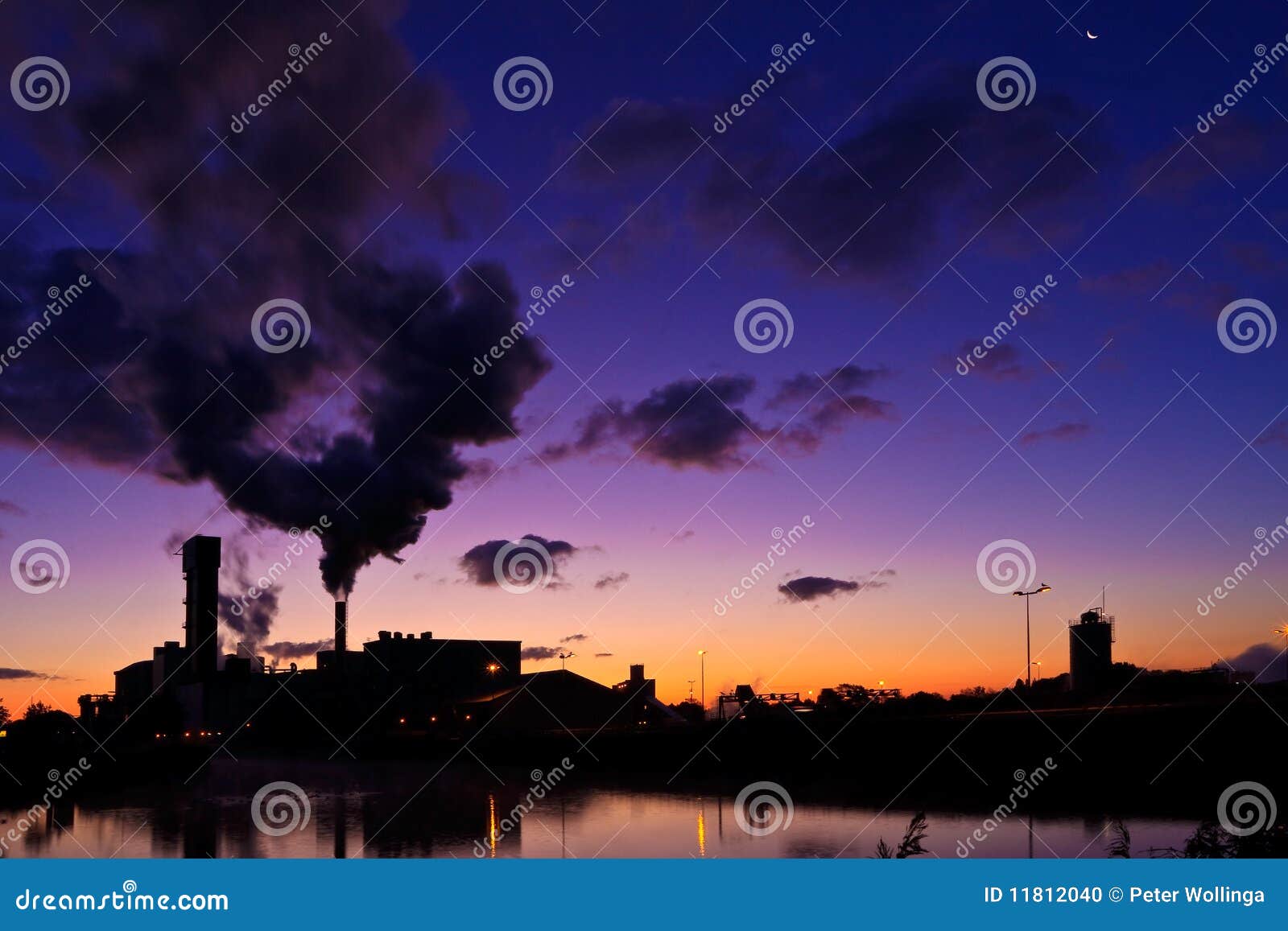 Industrial Factory at Sunrise Stock Photo - Image of water, dawn: 11812040