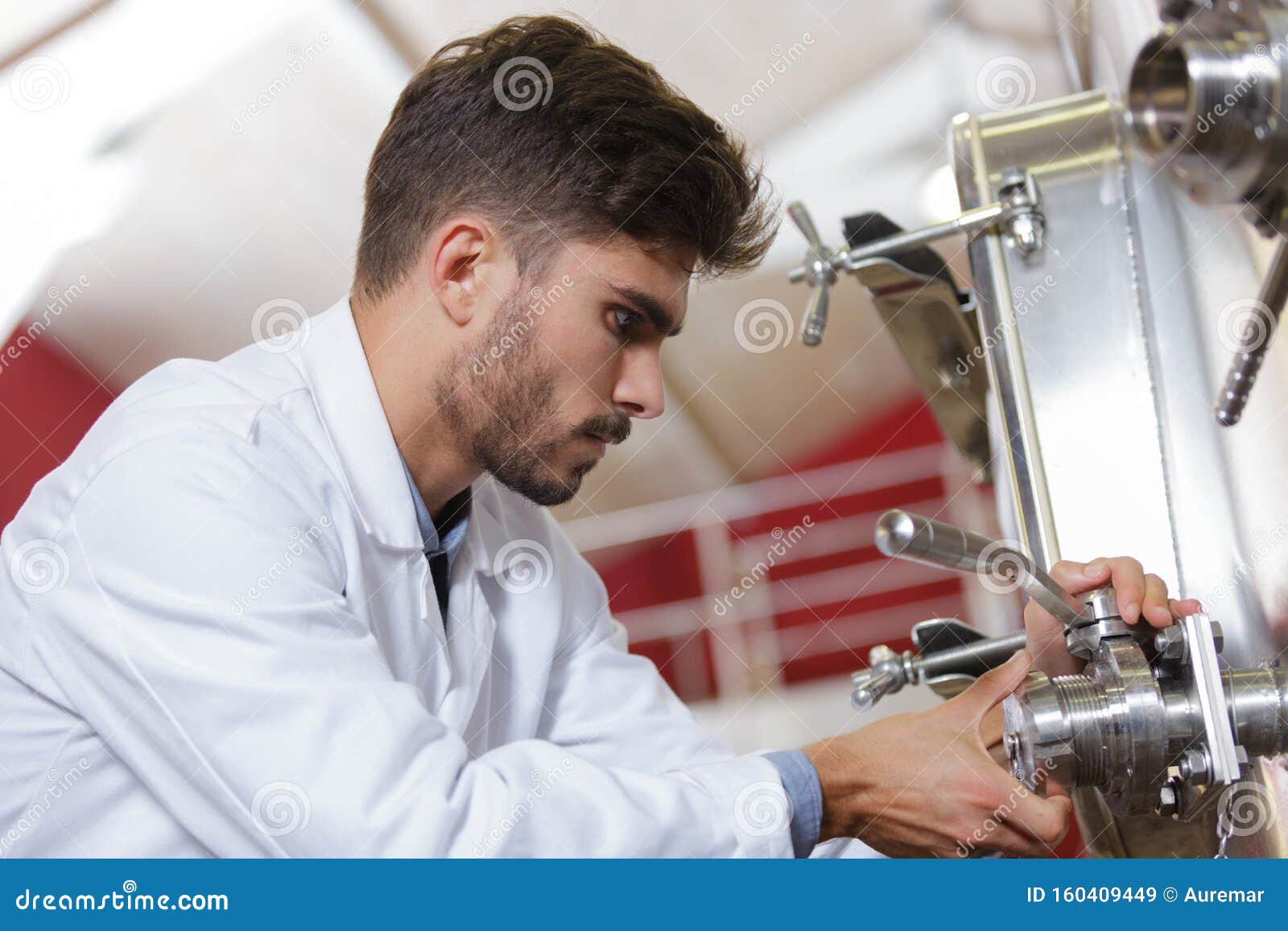 Industrial Factory Worker Turning Valve Stock Image - Image of water ...