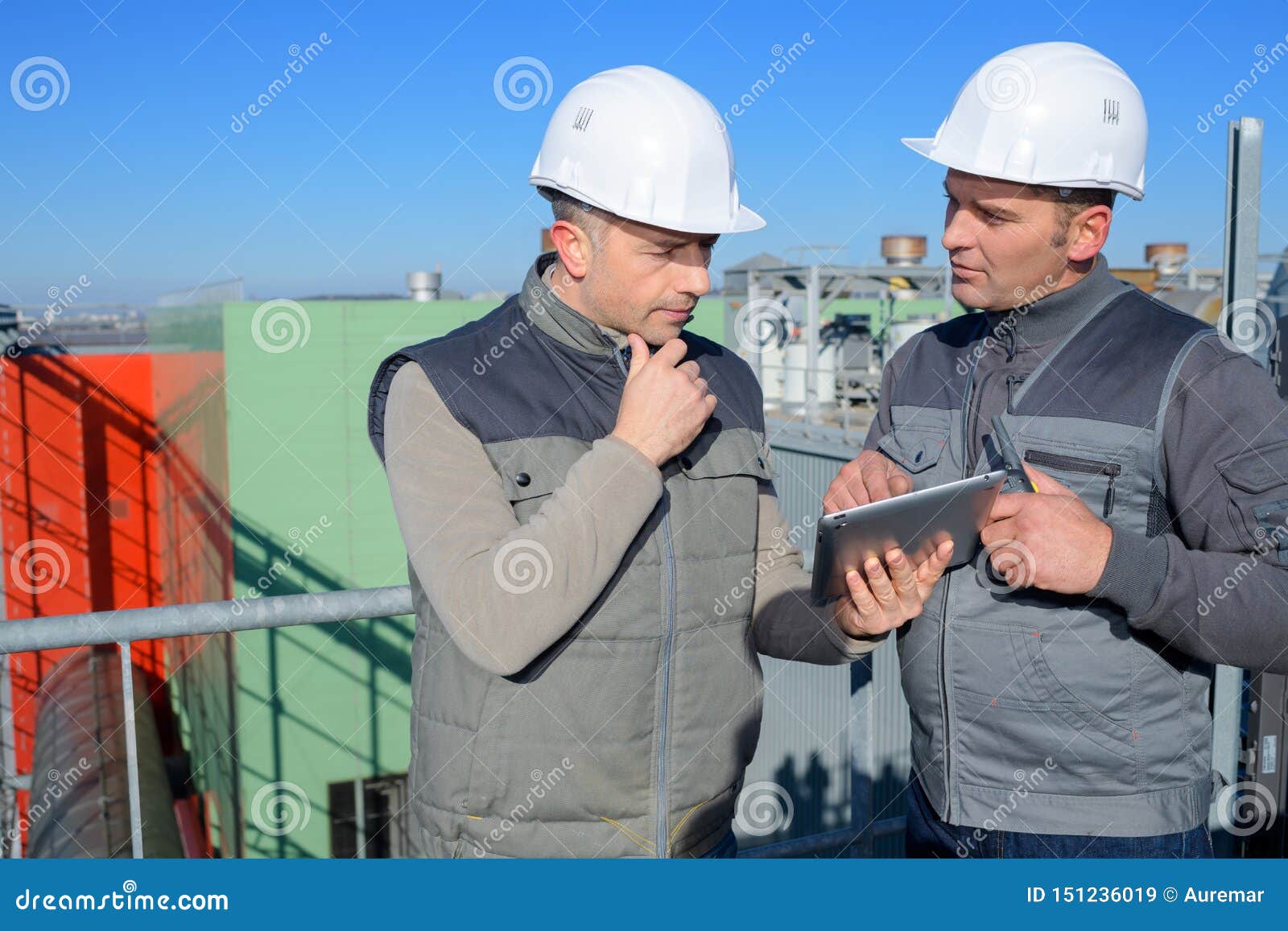 Industrial Factory Workers Having Conversation Stock Image - Image of ...