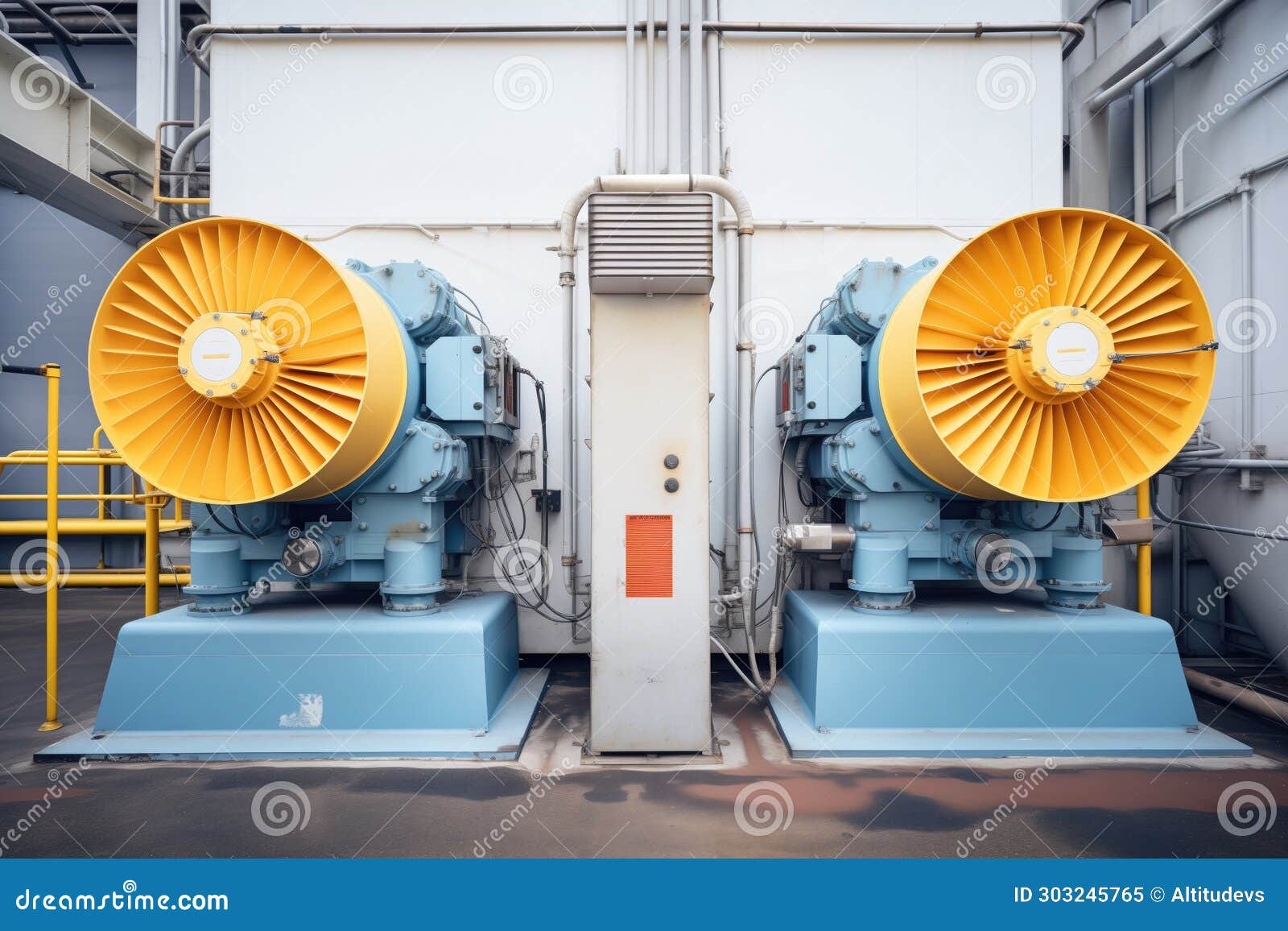 Industrial Fans and Compressors of a Refrigeration System Stock ...