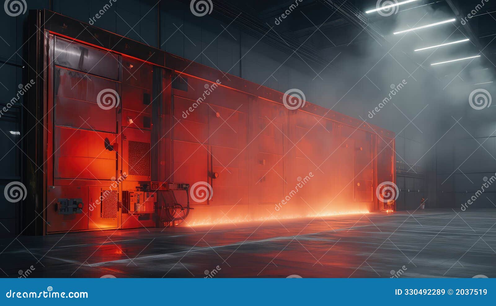 Industrial Red Fire Alarm Switch System On Vibrant Red Metal Wall For ...