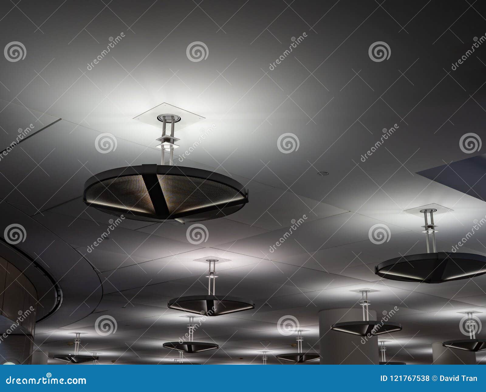 Industrial Florescent Lights Hanging on a Modern Ceiling Stock Photo ...