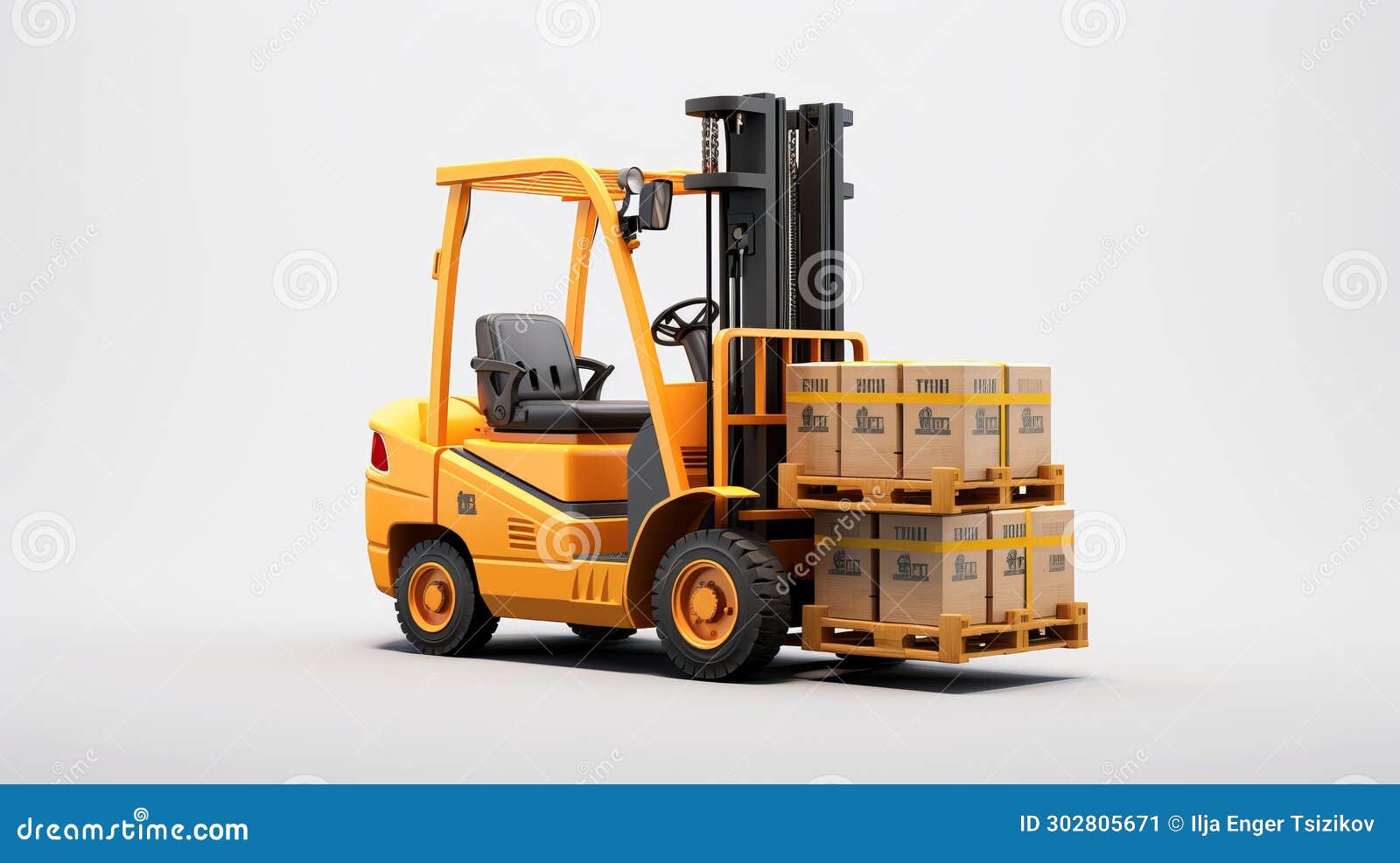 Industrial Forklift Stacker Loader Efficiently Loading Cardboard Boxes ...