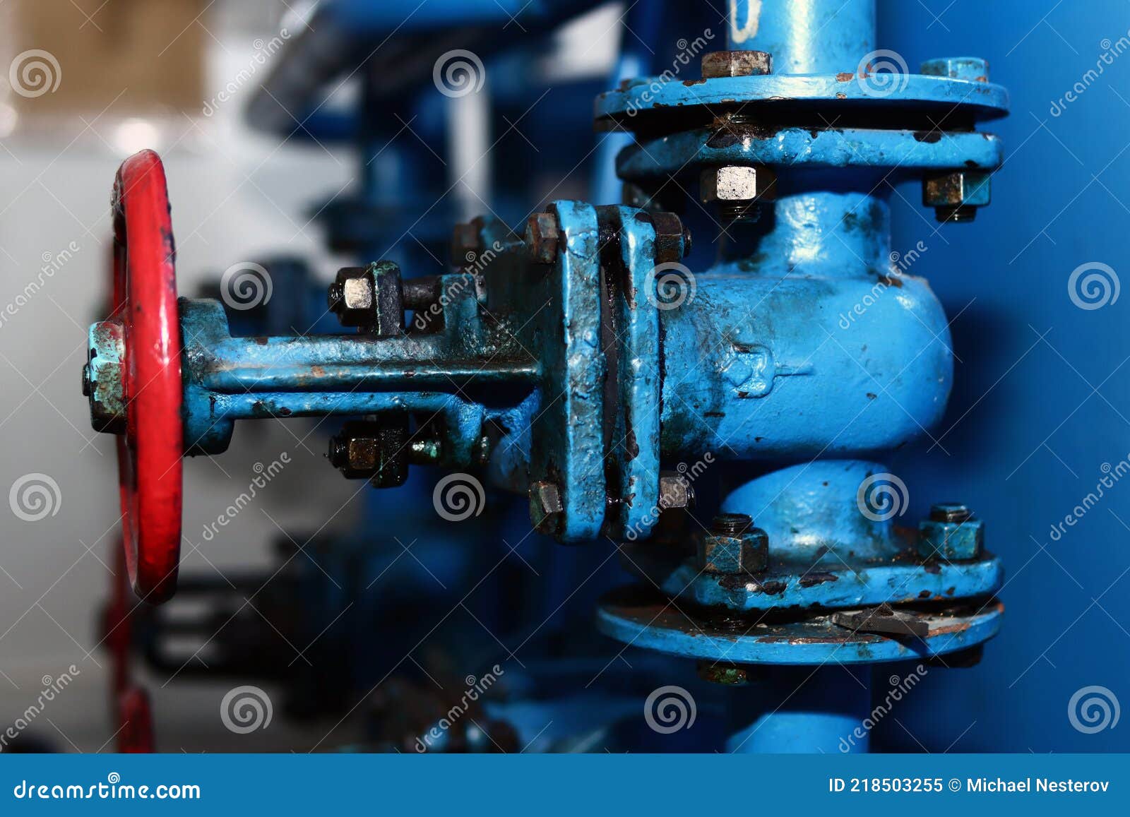 Industrial Gas or Water Pipe Gate Valves Stock Image - Image of power ...