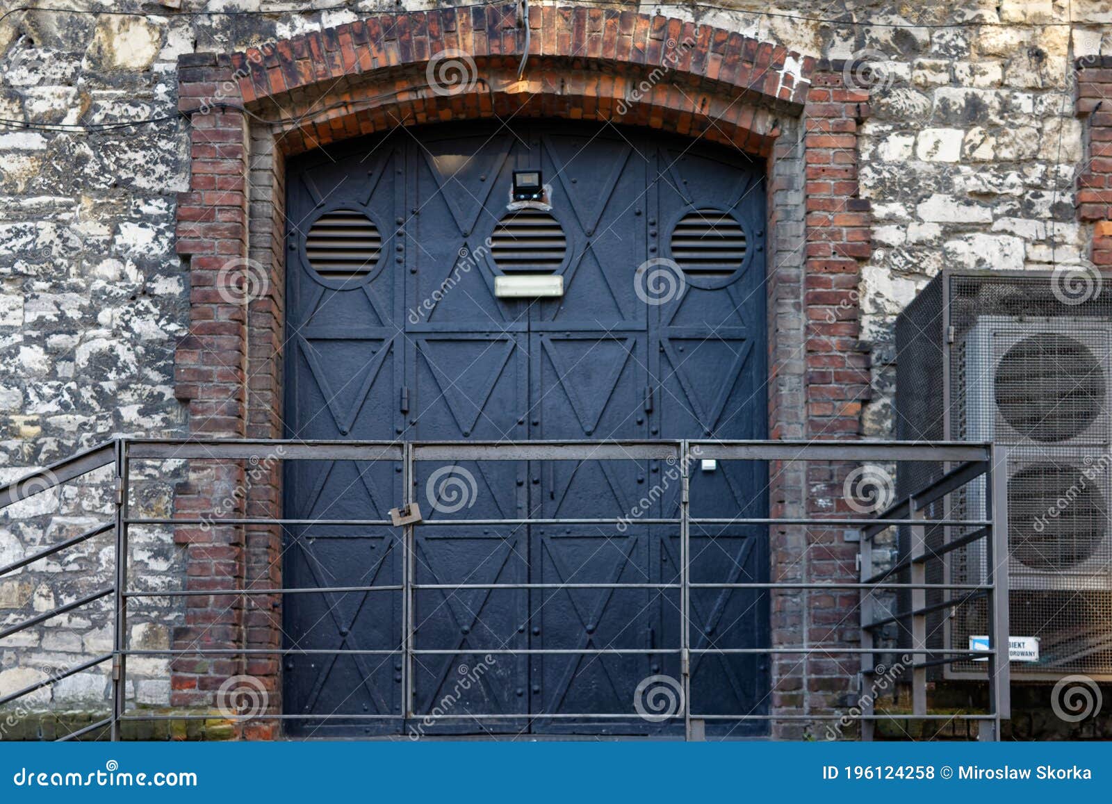 Industrial Gate, with AC Units Stock Photo - Image of building, former ...