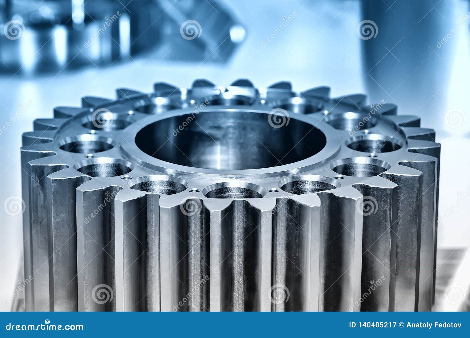 Industrial Gear on Light Background. Blue Toned Stock Image - Image of ...