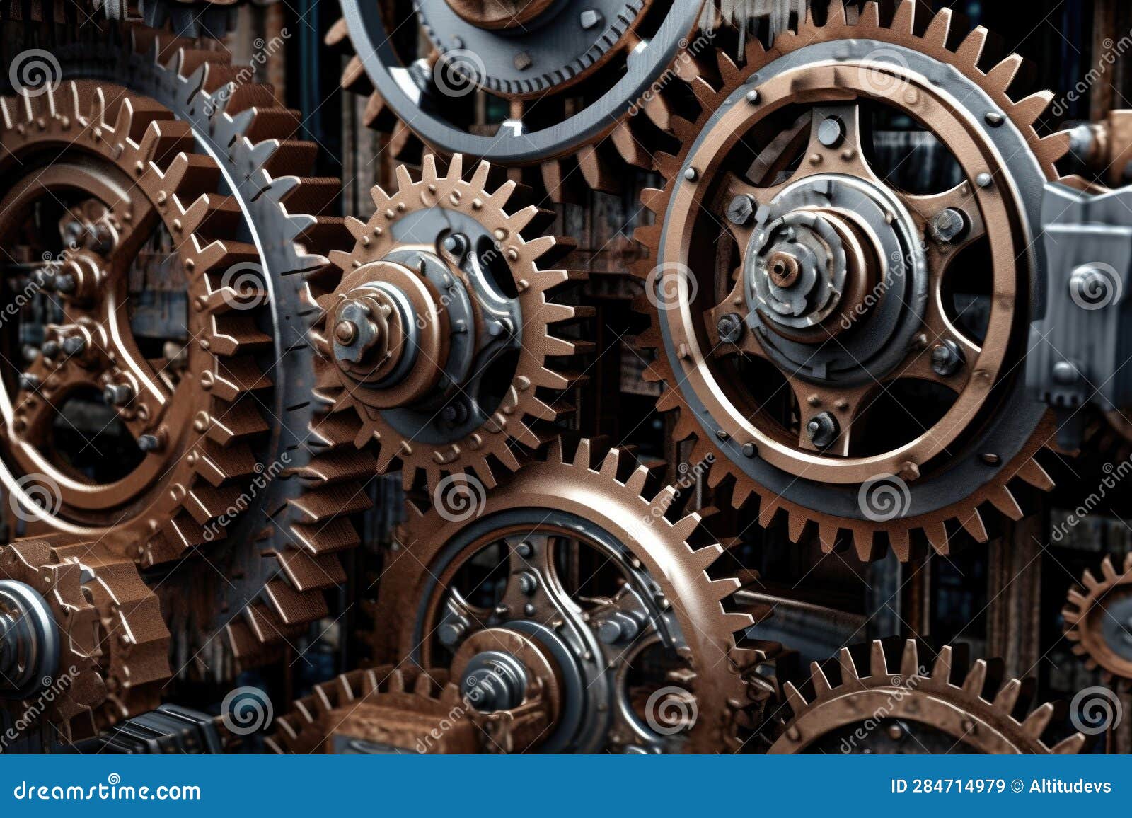 Industrial Gears Interlocking in a Factory Stock Image - Image of ...