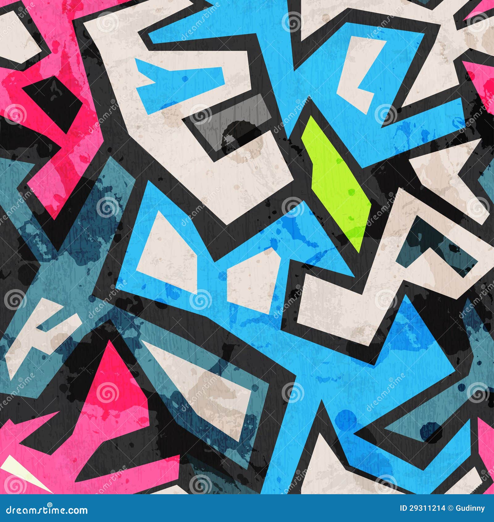 Graffiti Seamless Pattern With Line Icons Collage Vector Illustration ...