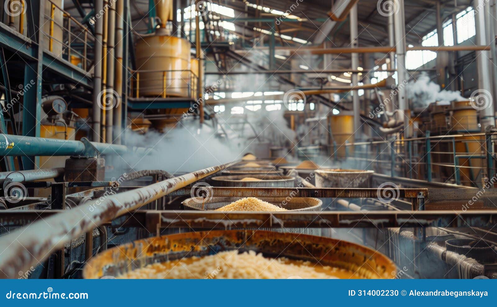 Industrial Grain Processing Facility Interior with Conveyor Belts Stock ...