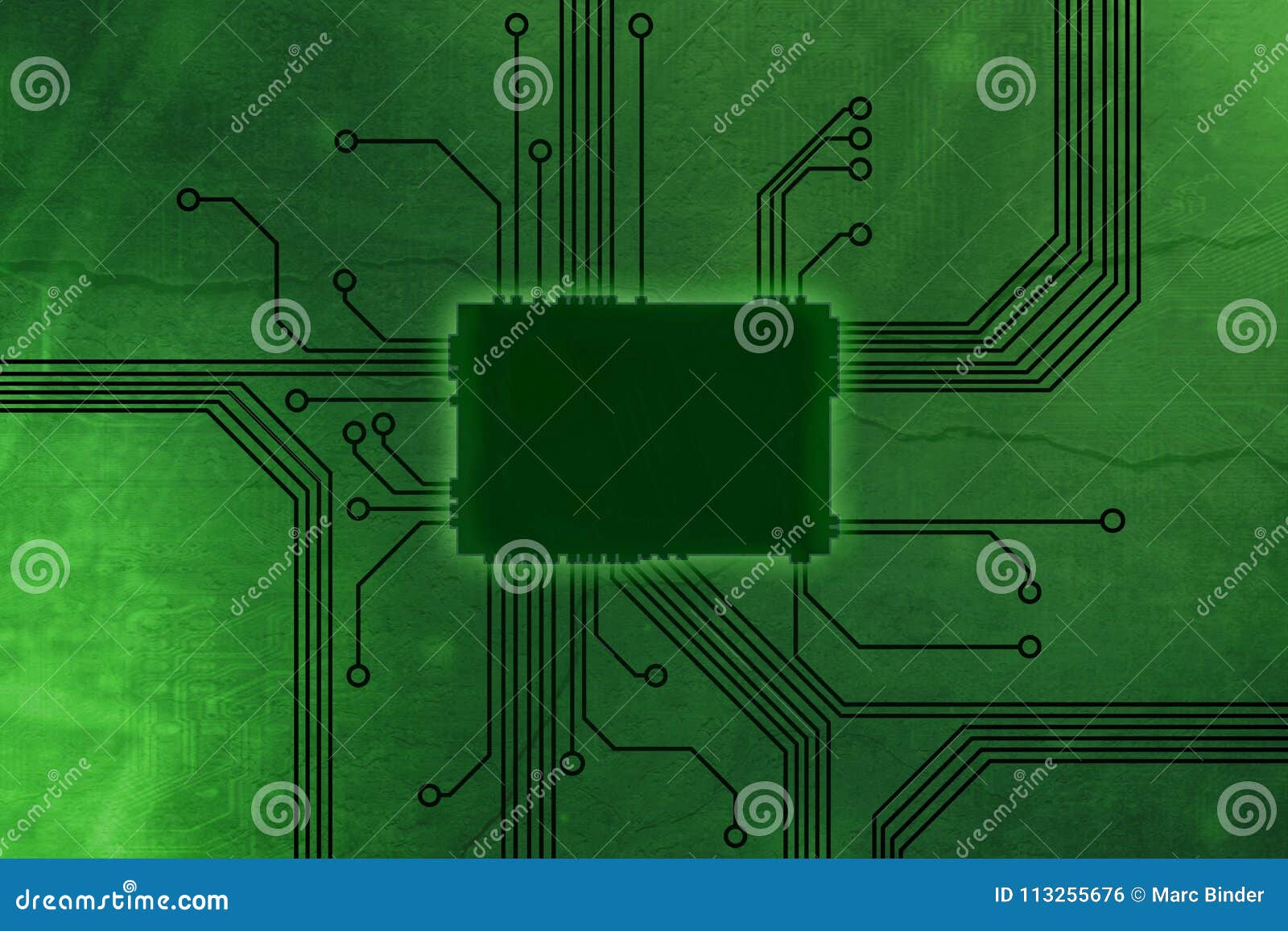 Industrial Green Colored Digital Computer Chip Core Stock Illustration ...