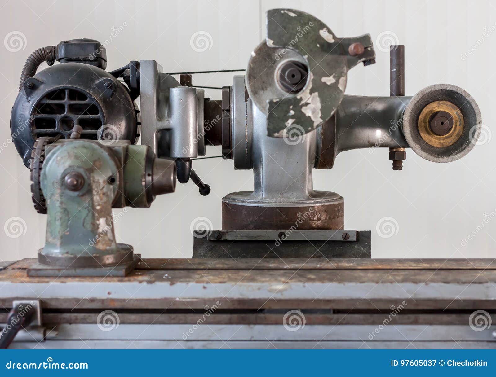 Industrial Grinding Machine in Old Factory Stock Image - Image of ...