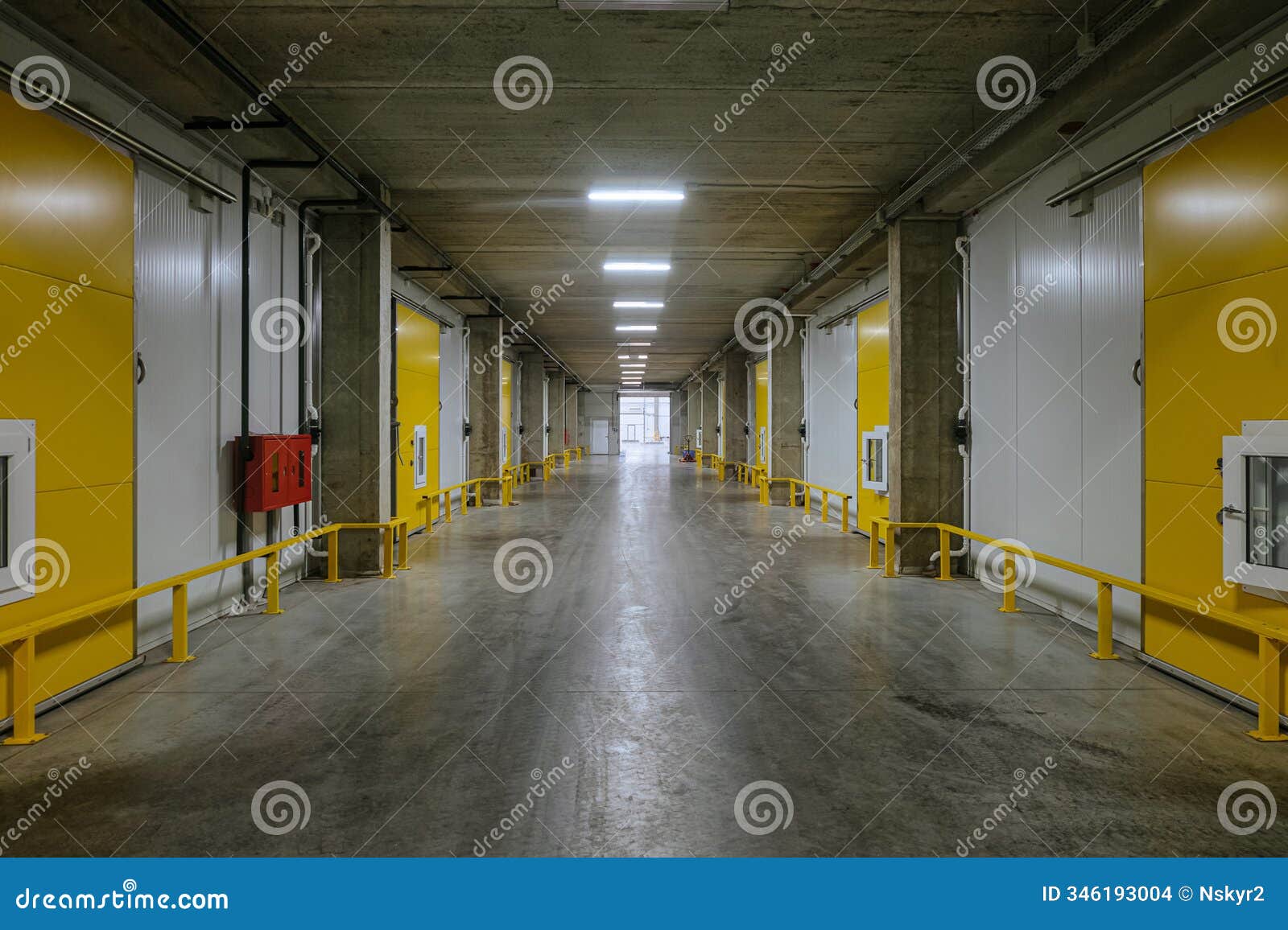 Industrial Hall with Entrance Doors of Storage Facilities Stock Photo ...