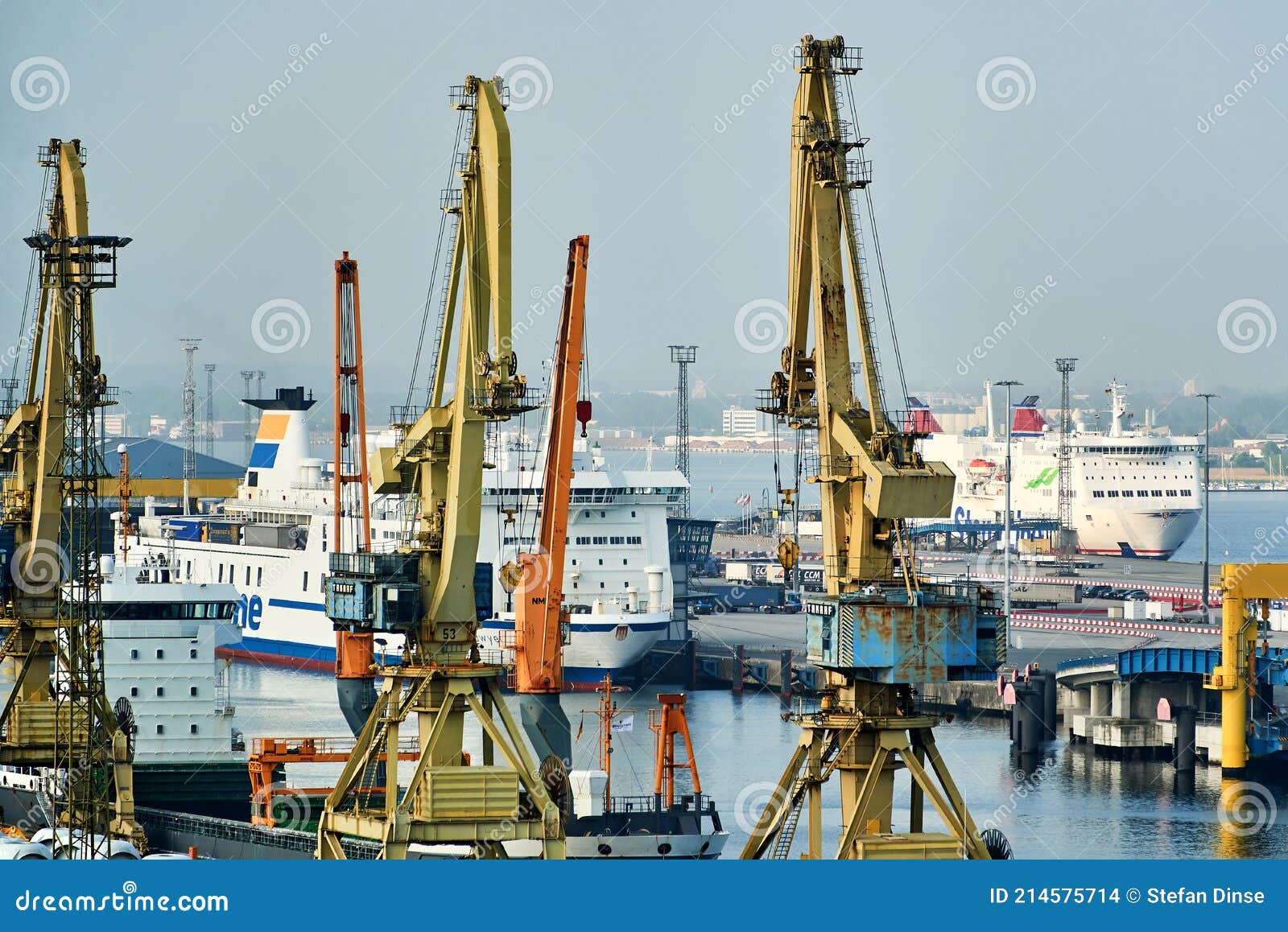 Industrial harbour scenery stock photo. Image of harbour - 214575714