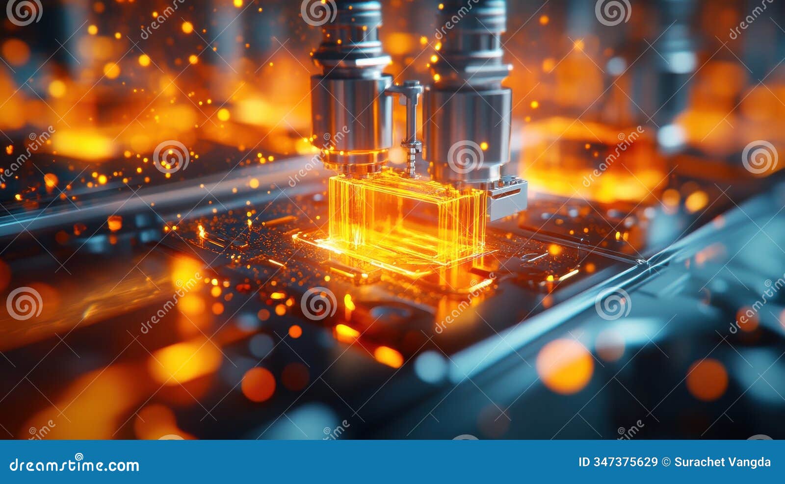 Industrial Heat Treatment Process with Glowing Elements Stock Image ...