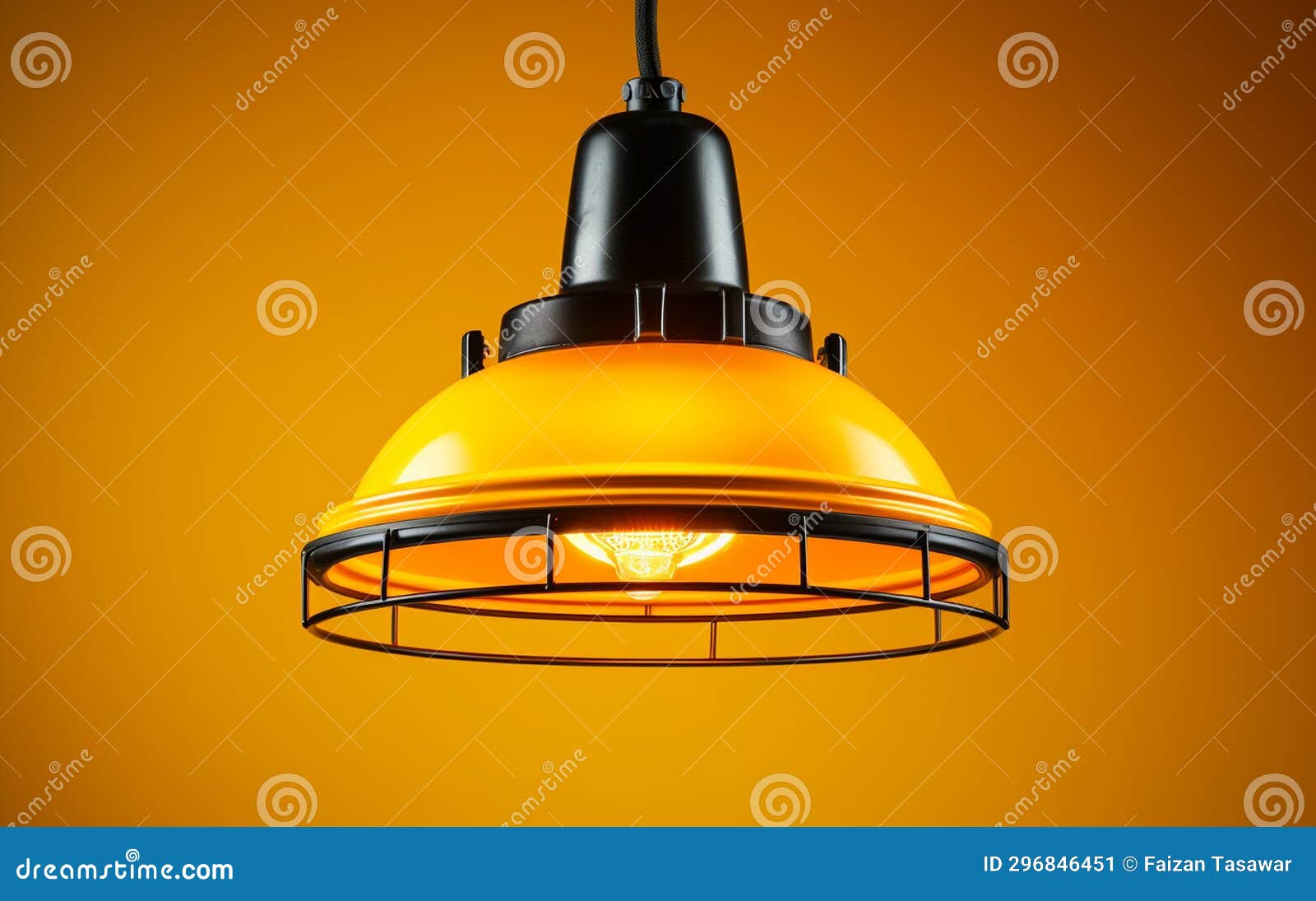 Industrial High Bay Lights on Yellow Background -Generative Ai Stock ...