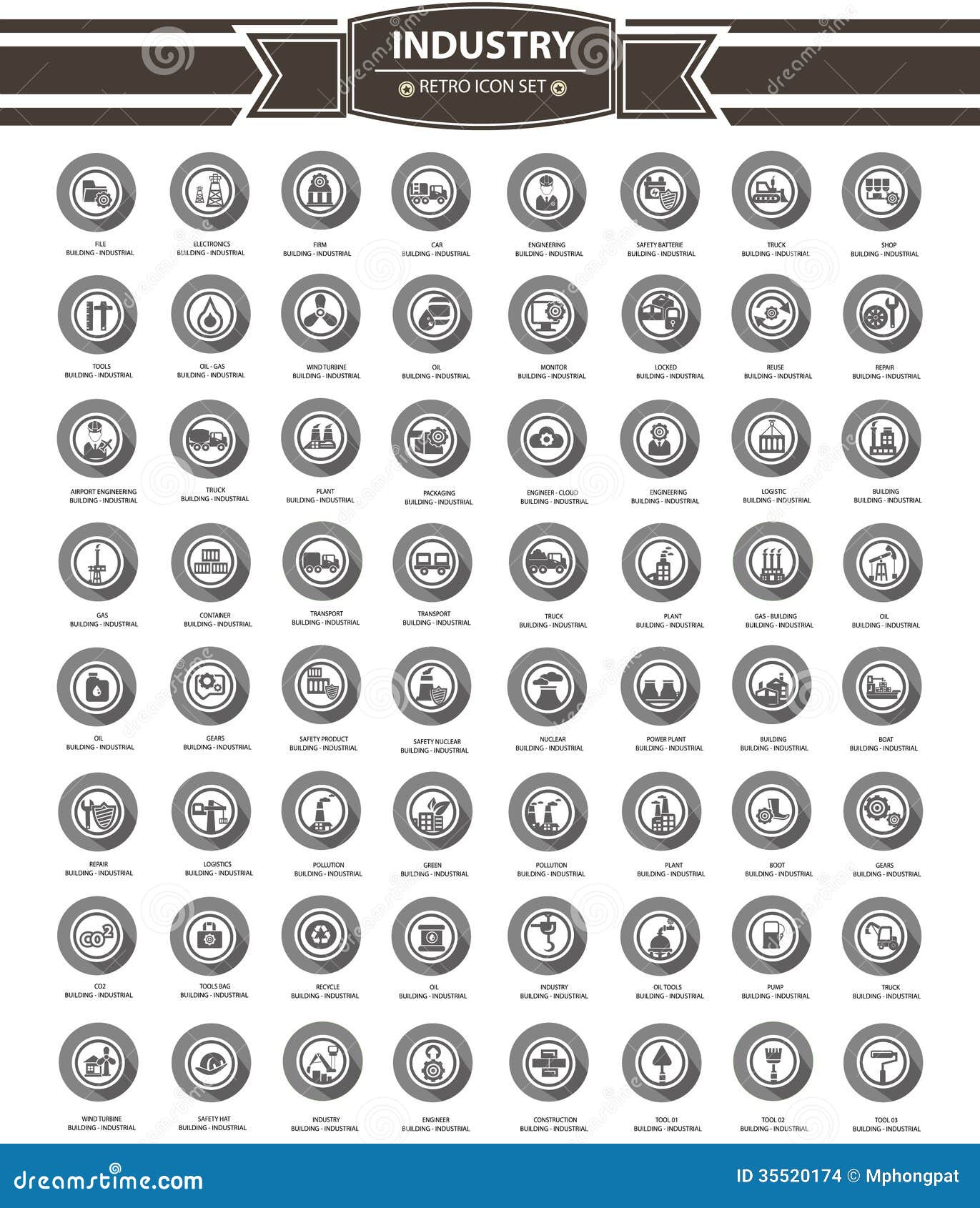 Industrial Icon Set,gray Version Vector Illustration | CartoonDealer ...