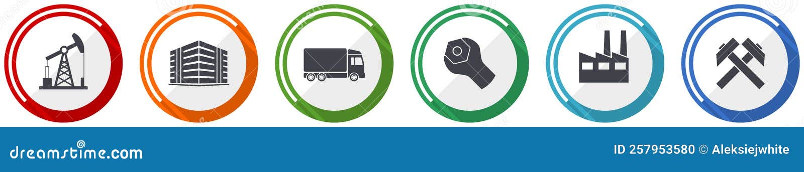 Industrial Icon Set, Technology Flat Design Vector Illustration in 6 ...