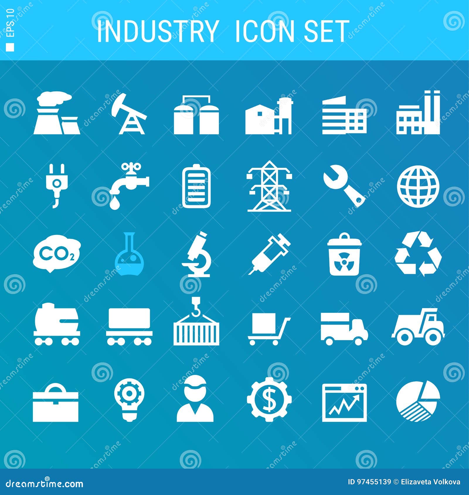 Industrial Icons Collection Stock Vector - Illustration of battery ...