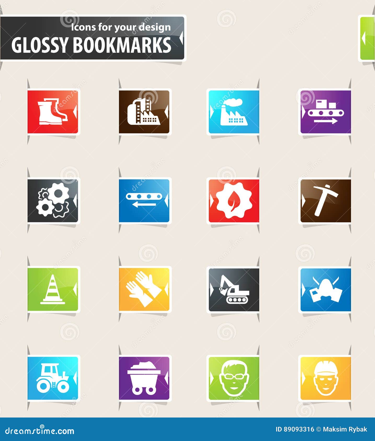 Industrial icons set stock vector. Illustration of technology - 89093316