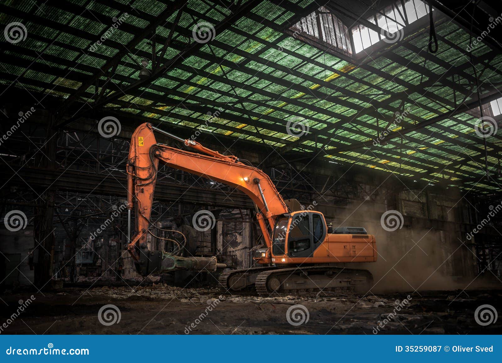 Industrial Interior with Bulldozer Inside Stock Image - Image of ...
