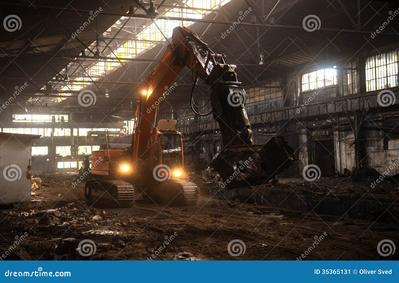Industrial Interior with Bulldozer Inside Stock Image - Image of frame ...