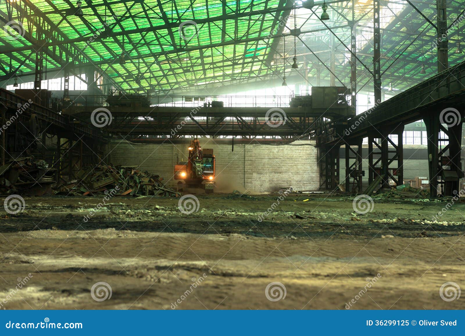 Industrial Interior with Bulldozer Inside Stock Image - Image of mover ...
