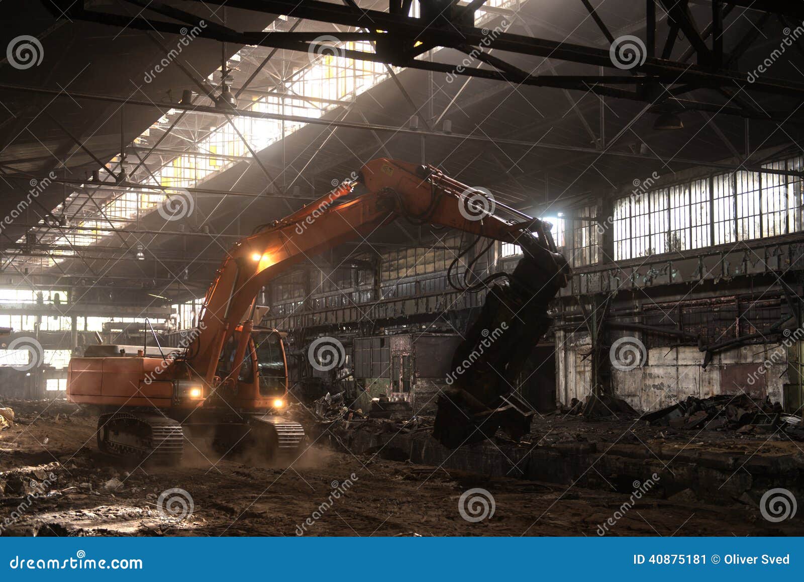 Industrial Interior with Bulldozer Inside Stock Image - Image of ...