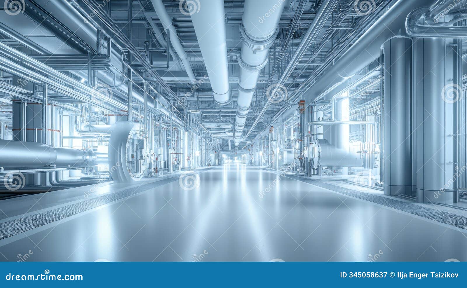 Industrial Interior with Complex Network of Pipes, Tubes, and Metal ...