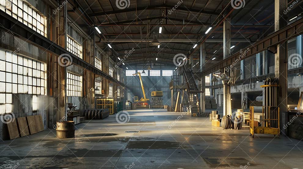 Industrial Interior of a Large Industrial Warehouse Building Stock ...