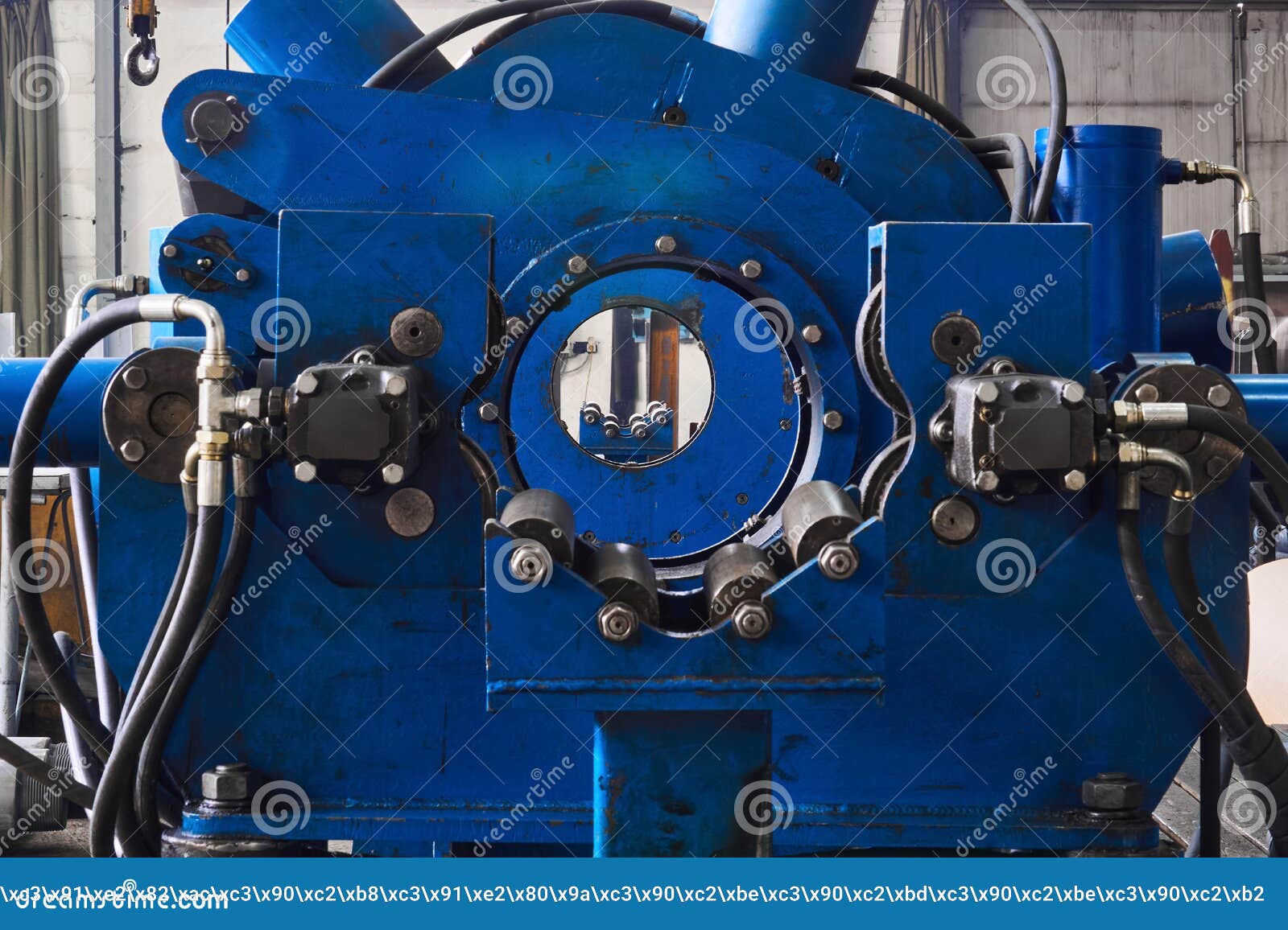 Industrial Interior with Steady Rest of Long Lathe in the Foreground ...