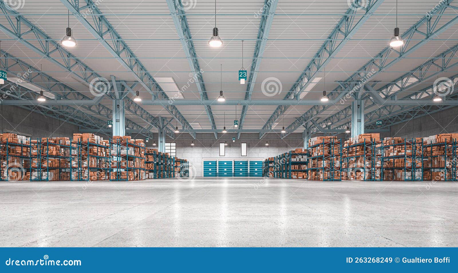 Interior Of A Warehouse With Rows And Rows Of Boxes Of Shelves Full Of ...
